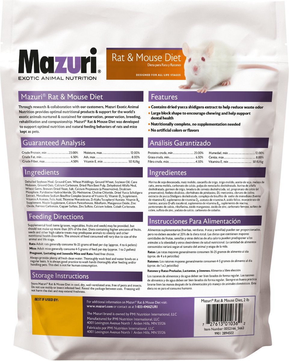 MAZURI Mouse & Rat Food, 2-lb bag - Chewy.com