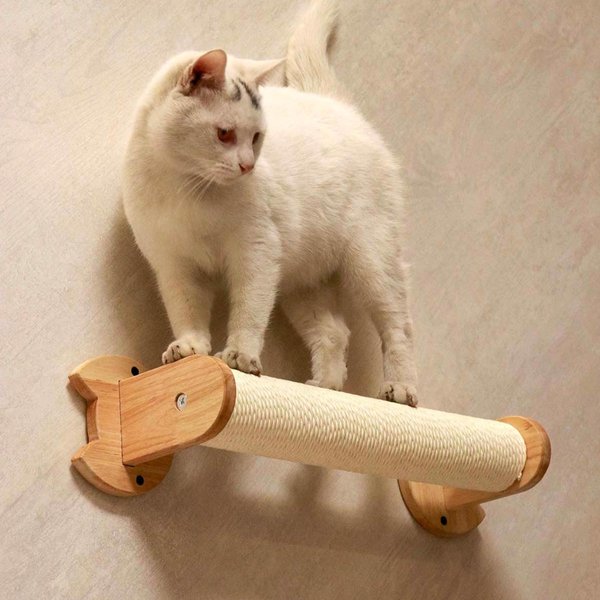 TRIXIE Wall Set 1 - Wall Mount Cat Scratching Post with Perch, Natural ...