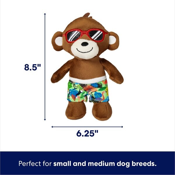 Discontinued - FRISCO Summer Monkey Plush Squeaky Dog Toy, Small/Medium ...