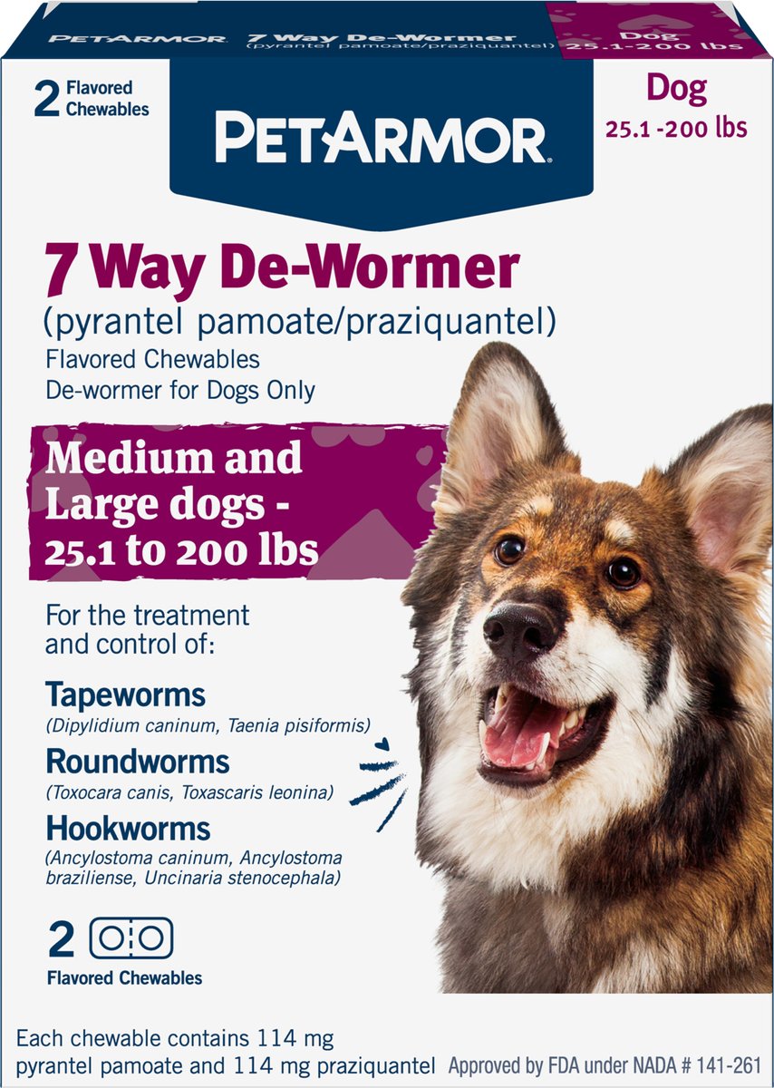 PETARMOR 7 Way Dewormer for Hookworms, Roundworms & Tapeworms for ...