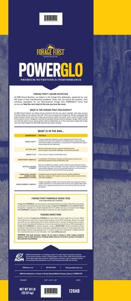 ADM POWERGLO Forage First Premium Nutrition Performance Horse Feed, 50 ...