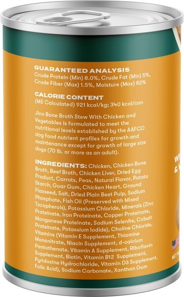 JINX Bone Browth Stew with Chicken & Vegetables Grain-Free Wet Dog Food ...