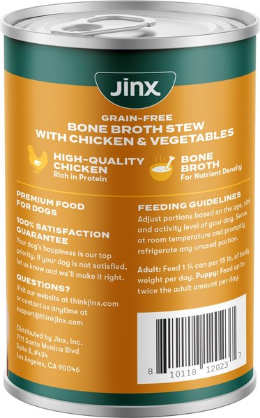 JINX Bone Browth Stew with Chicken & Vegetables Grain-Free Wet Dog Food ...