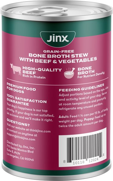 JINX Bone Broth Stew with Beef & Vegetables Grain-Free Wet Dog Food, 13 ...