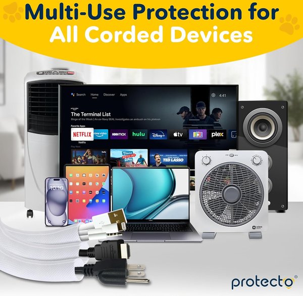PROTECTO Chew-Proof Cord Protector Dog, Cat & Small Pet Wire Cover ...