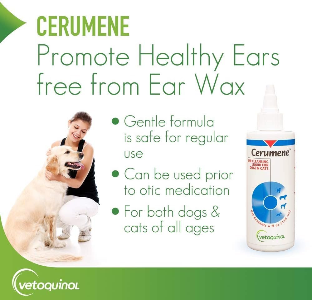 VETOQUINOL Cerumene Ear Cleaner for Dogs & Cats, 4-fl oz bottle - Chewy.com