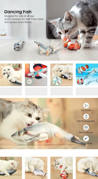 EYS Dancing Clownfish Rechargeable Motion-Sensor Cat Toy - Chewy.com
