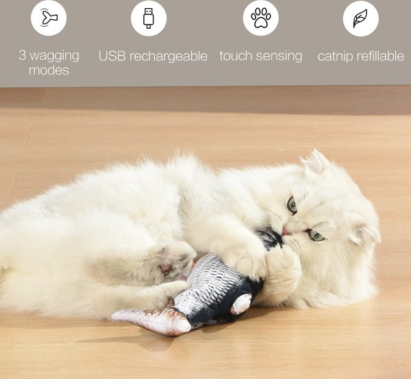 EYS Jump Flop Crucian Fish Rechargeable Motion-Sensor Cat Toy - Chewy.com