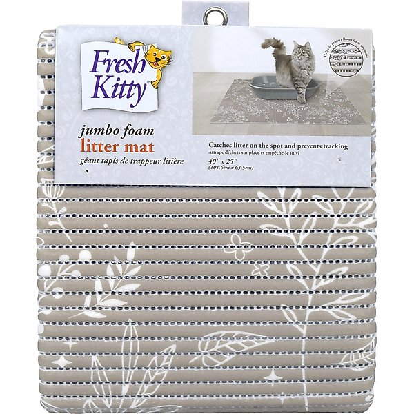 FRESH KITTY Floral Foam Cat Litter Mat, Jumbo, Taupe - Chewy.com