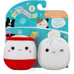 SQUISHMALLOWS Fruit Cherry & Celia Squeaky Plush Dog Toy, 3.5-in, 2 ...
