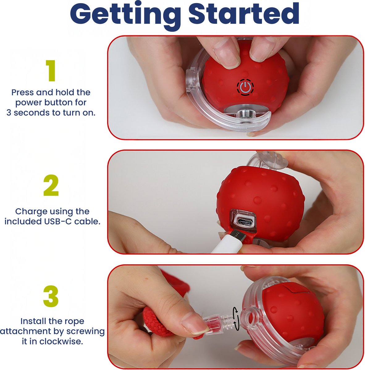 PAWSPIK Chirp & Chase Motion Activated Cat Ball with LED Lights, Red ...