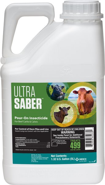 ULTRA SABER Pour-On Insecticide Fly & Insect Control for Cattle, 5 ...