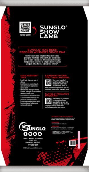 SUNGLO Complete Textured Show Lamb Feed, 50-lb bag - Chewy.com