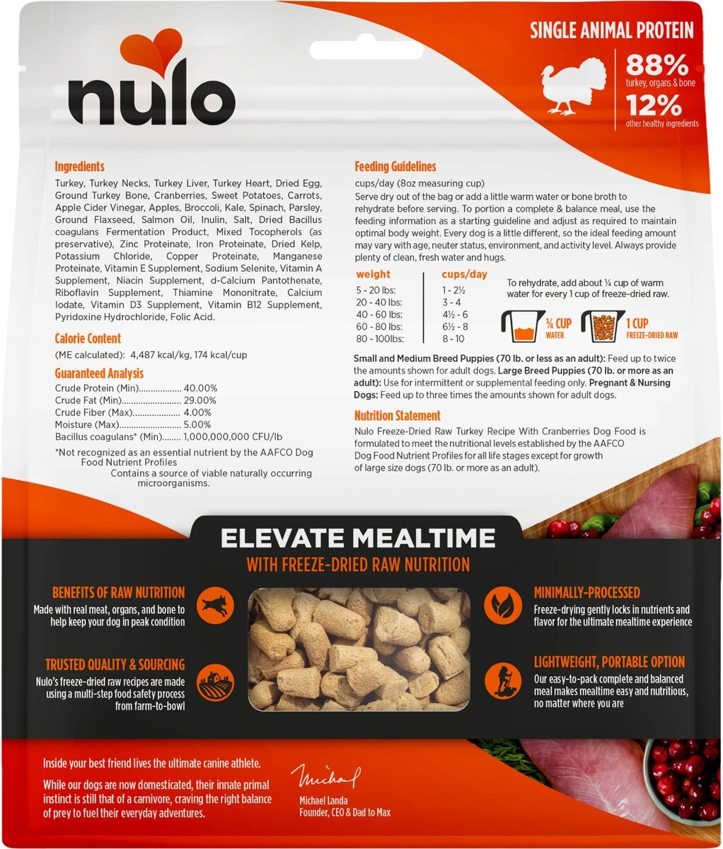 NULO Turkey Recipe with Cranberries Grain-Free Freeze-Dried Raw Dog ...