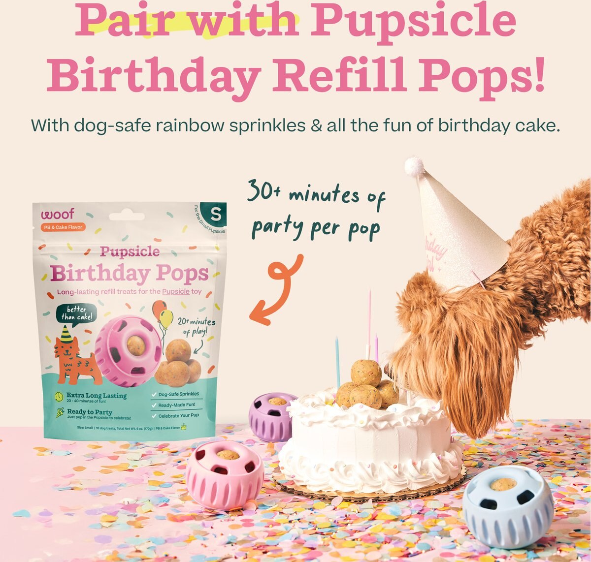 WOOF Party Pupsicle Treat Dispensing Dog Toy, Buddy Blue, Small - Chewy.com