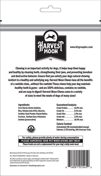 HARVEST MOON Hide Free 3.5-inch Peanut Butter Puffed Knotted Bone Dog ...