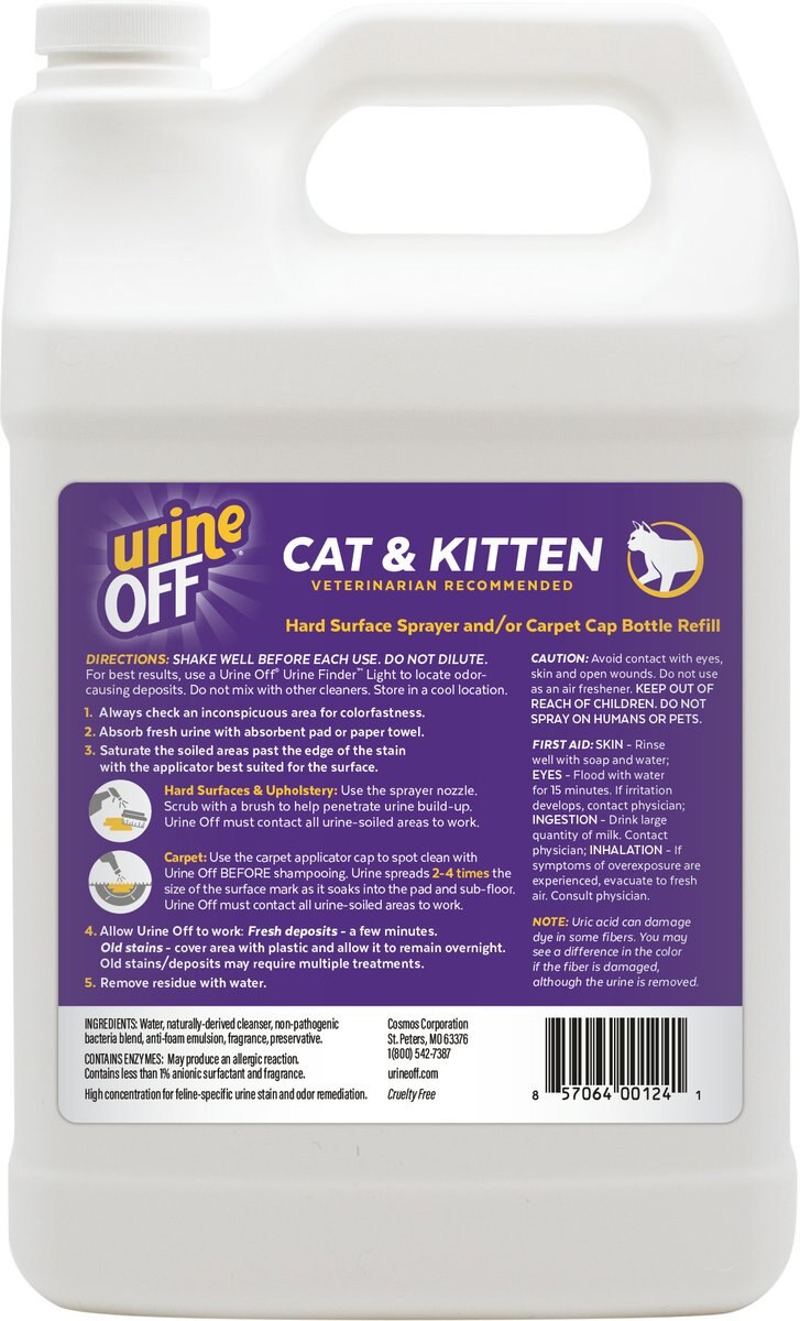 URINE OFF Cat & Kitten Formula Stain & Odor Remover, 1-gal bottle ...