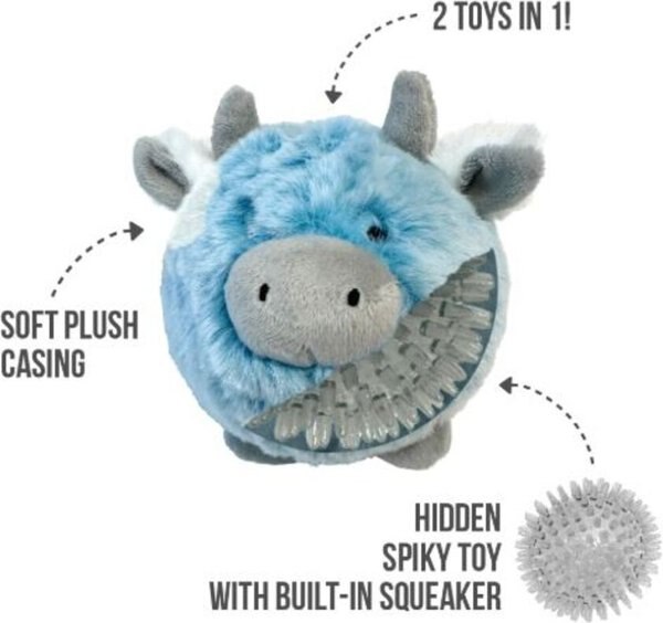 FOUFIT Fuzzy Wuzzy MooMoo Spiker Dog Ball Toy, Orange, Small - Chewy.com