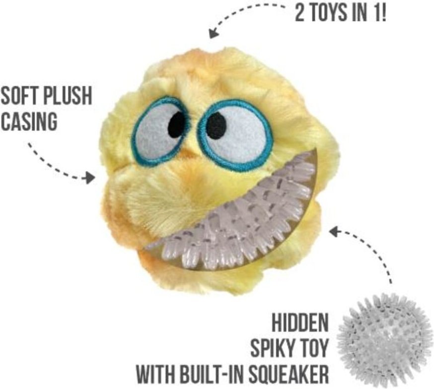 FOUFIT Fuzzy Wuzzy Goof Ball Spiker Dog Ball Toy, Blue/Yellow, Large ...