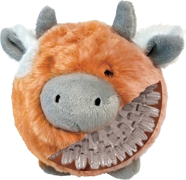 FOUFIT Fuzzy Wuzzy MooMoo Spiker Dog Ball Toy, Orange, Small - Chewy.com