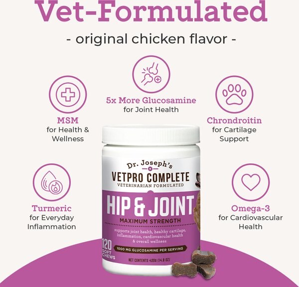 DR. JOSEPH'S VETPRO COMPLETE Chicken Flavored Hip & Joint Soft Chew ...