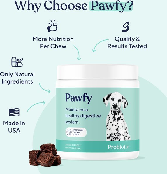 PAWFY Probiotic Chicken Flavor Chews Dog Supplement, 180 count - Chewy.com