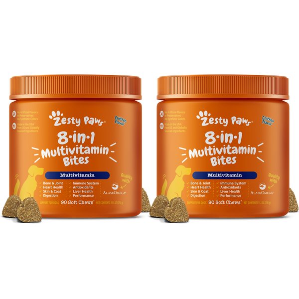 ZESTY PAWS 8-in-1 Bites Chicken Flavored Soft Chews Multivitamin for ...