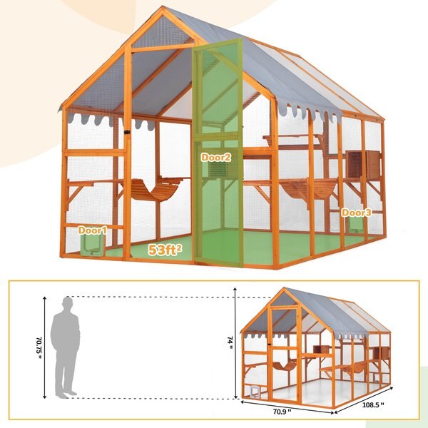 COZIWOW Outdoor Walk-in Catio Cat Exercise Pen, Orange - Chewy.com