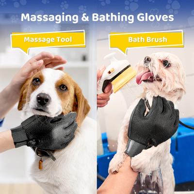 DELOMO Dog, Cat Horse & Small Pet Grooming Glove, Gray - Chewy.com