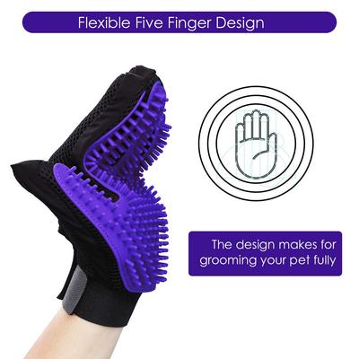 DELOMO Dog, Cat Horse & Small Pet Grooming Glove, Purple - Chewy.com