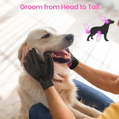 DELOMO Dog, Cat Horse & Small Pet Grooming Glove, Pink - Chewy.com