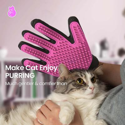 DELOMO Dog, Cat Horse & Small Pet Grooming Glove, Pink - Chewy.com