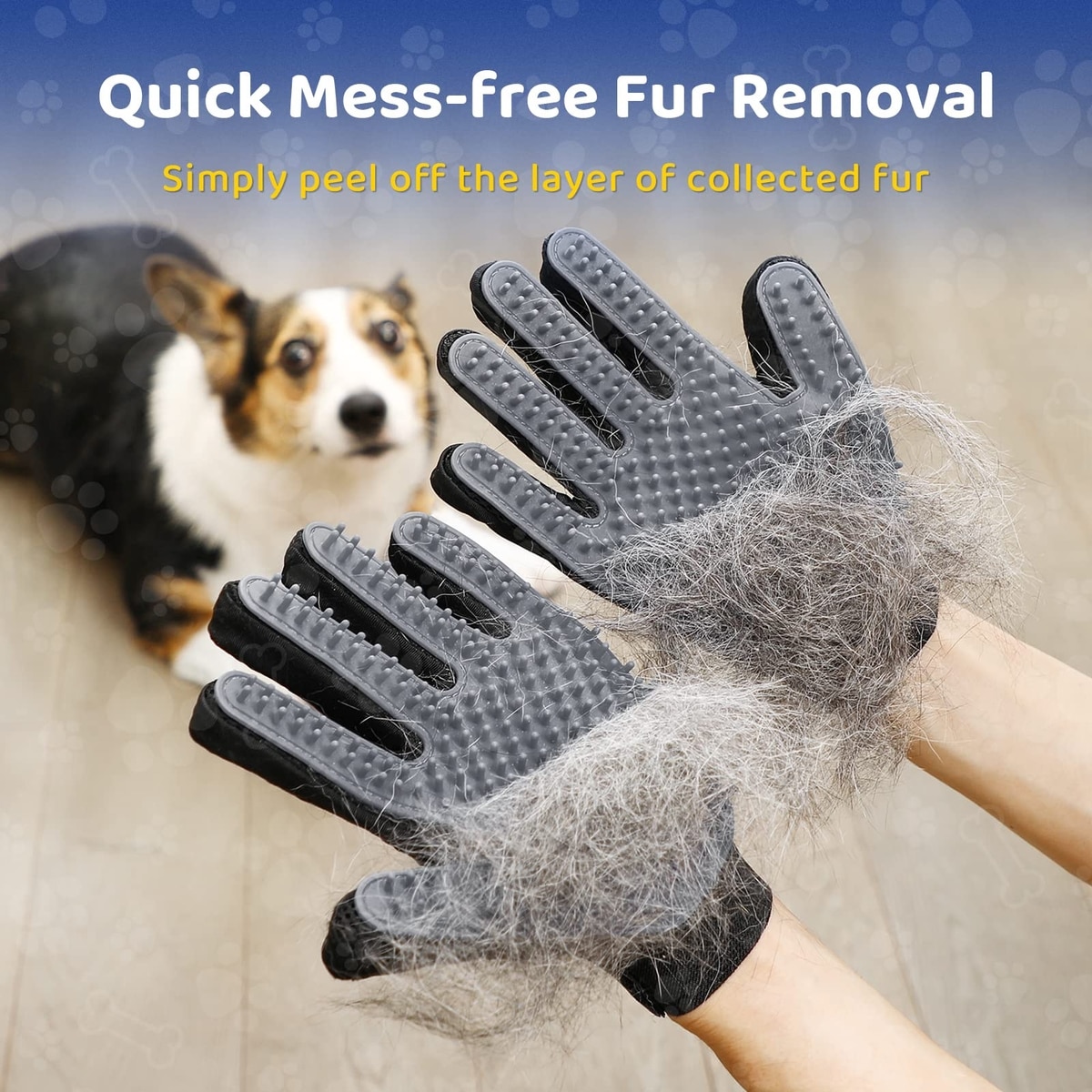 DELOMO Dog, Cat Horse & Small Pet Grooming Glove, Gray - Chewy.com