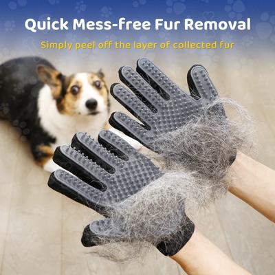 DELOMO Dog, Cat Horse & Small Pet Grooming Glove, Gray - Chewy.com