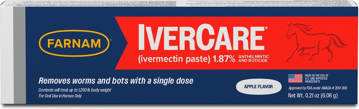 FARNAM Ivercare Ivermectin 1.87% Paste Horse Dewormer, Apple Flavor, 0. ...