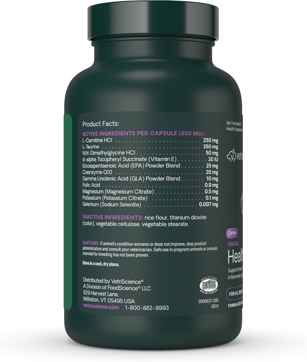 VETRISCIENCE Cardio Strength Capsules Heart Supplement for Cats & Dogs ...