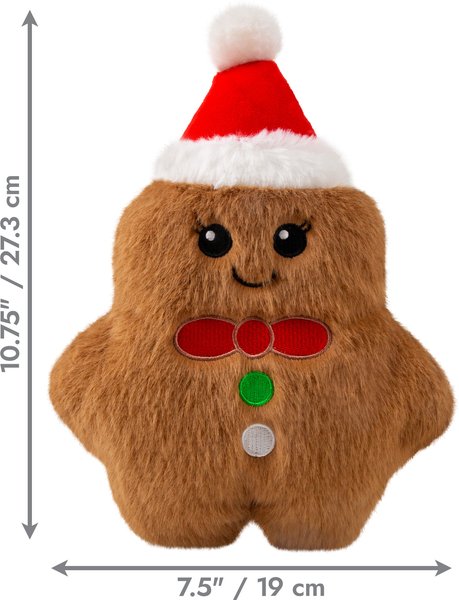 KONG Holiday Snuzzles Gingerbread Squeaky Plush Dog Toy, Brown, Medium ...