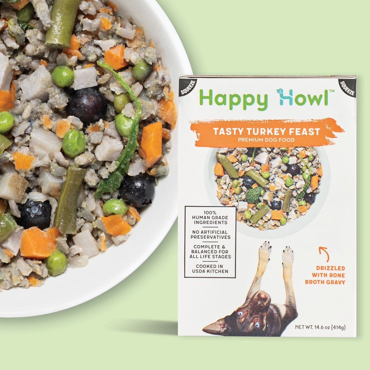 HAPPY HOWL Tasty Turkey Feast 100% Human-Grade Wet Dog Food, 14.6-oz ...