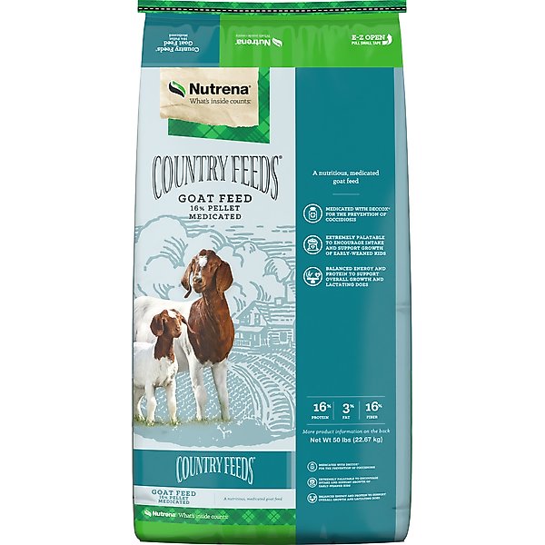 NUTRENA Country Feeds 16% Pellet with Deccox Medicated Goat Feed, 50-lb ...