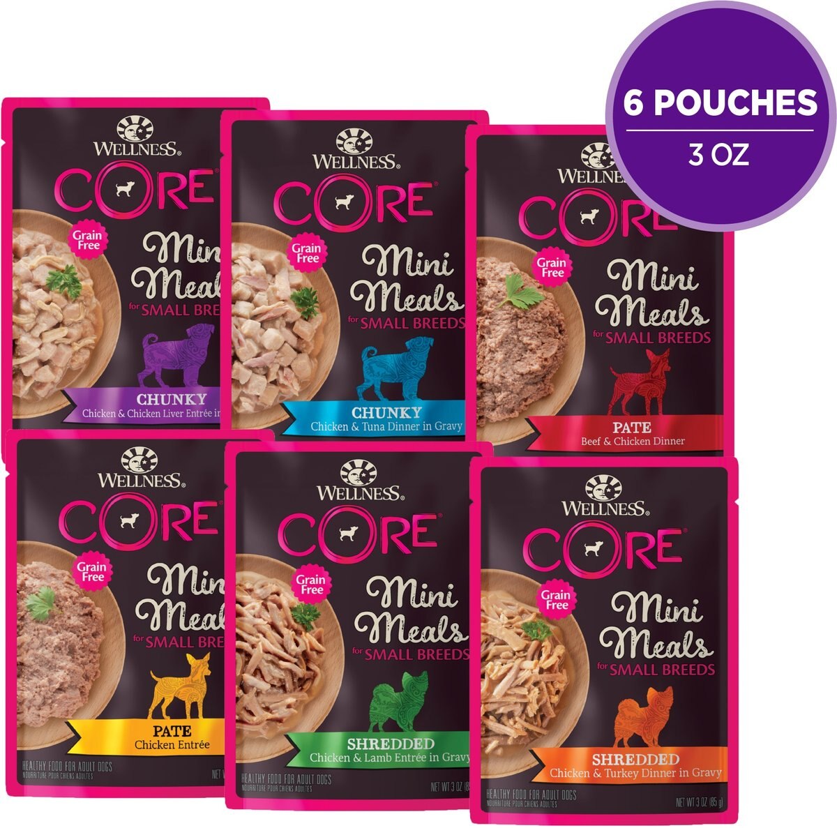 Out of Stock - WELLNESS CORE Mini Meals Variety Pack Small Breed Grain ...