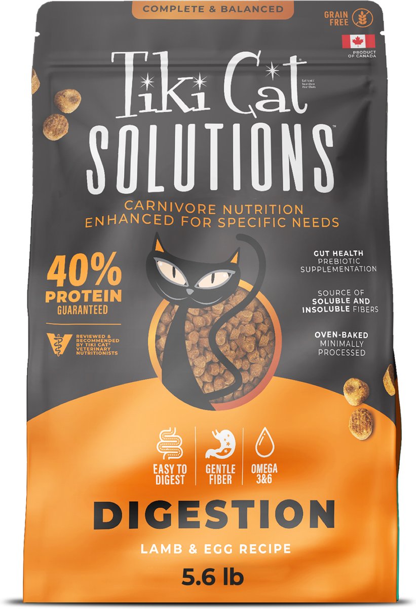 TIKI CAT Solutions Digestion Lamb & Egg Grain-Free Dry Cat Food, 5.6-lb ...