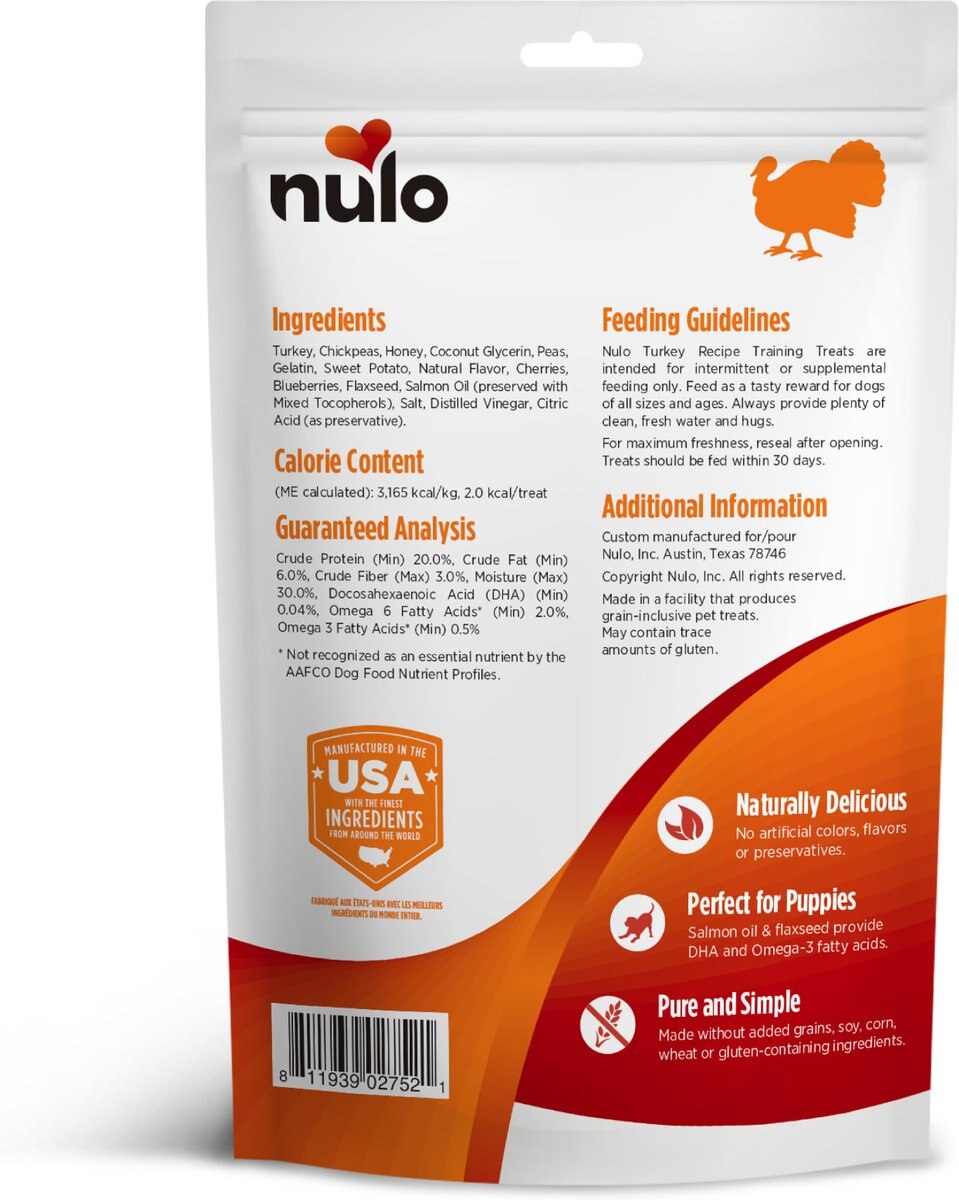 NULO Turkey Recipe Grain-Free Dog Training Treats, 16-oz bag - Chewy.com