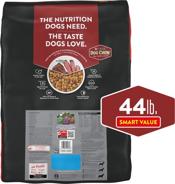 DOG CHOW Complete Adult with Beef Flavor Dry Dog Food, 44-lb bag ...