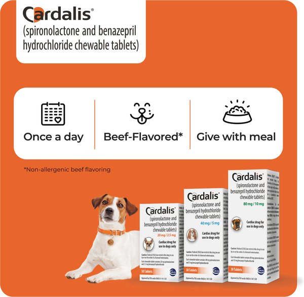 CARDALIS (Spironolactone/Benazepril) Chewable Tablets for Dogs, 20mg/2 ...