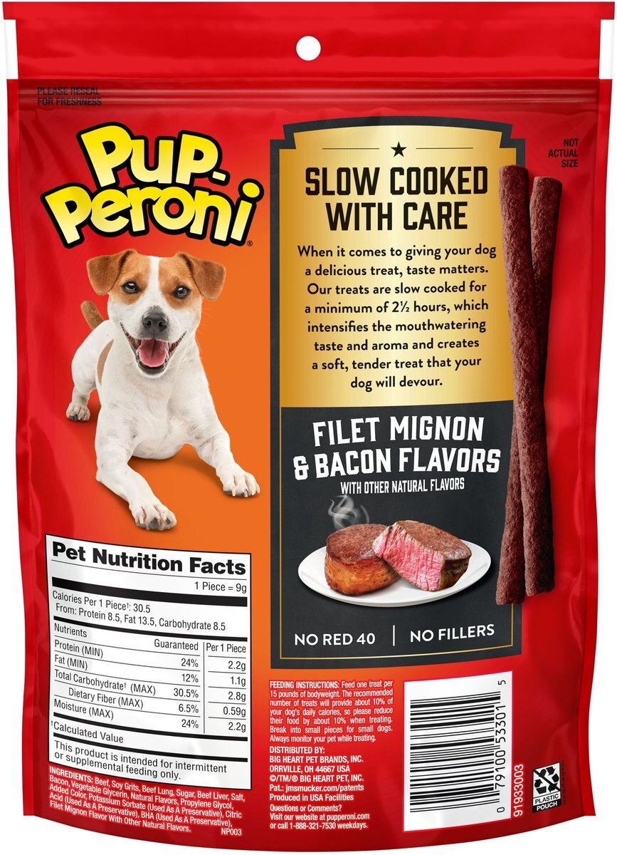 PUP-PERONI Filet Mignon & Bacon Flavors Dog Treats, 5.6-oz bag - Chewy.com