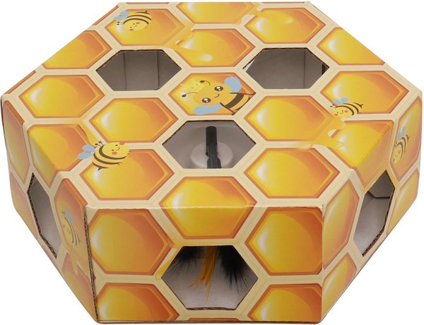 ALLFORPAWS Modern Cat Peek'A'Pounce Fuzzy Hive Cat Toy, Yellow - Chewy.com