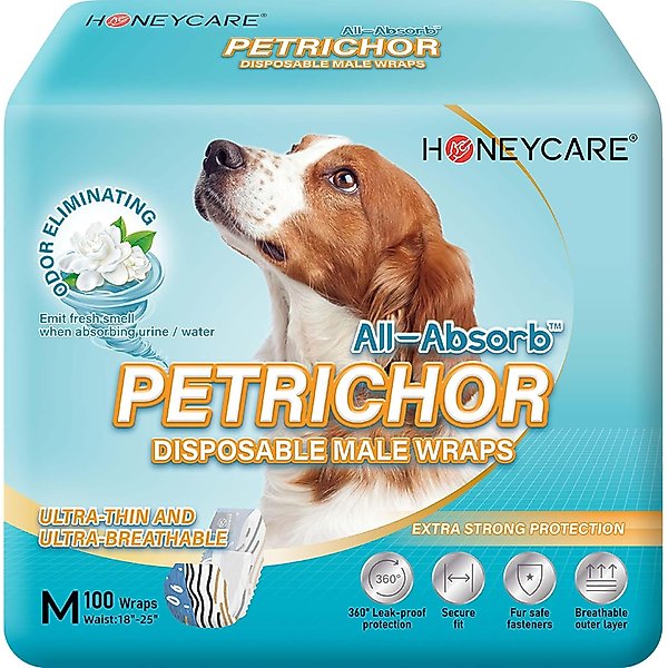 HONEYCARE All Absorb Scented Male Dog Wraps, Medium: 18 to 23.5-in ...