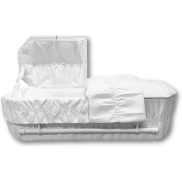 TITAN CASKET Octagon Cloth Covered Casket, White, 3-ft 6-in - Chewy.com