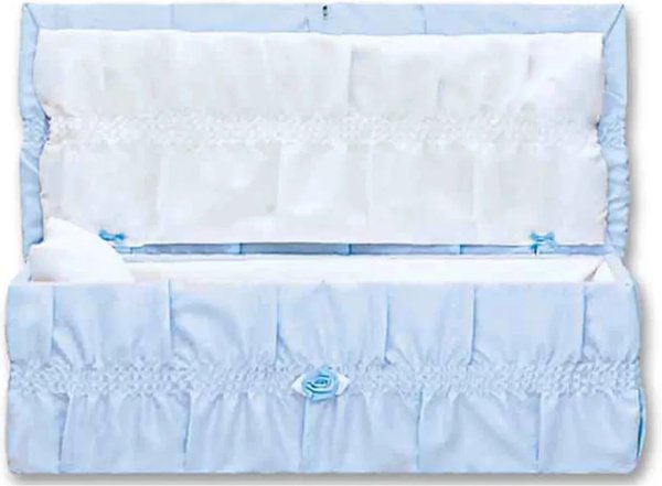 TITAN CASKET Standard Cloth Covered Wood Pet Casket, Sky Blue, 3-ft ...