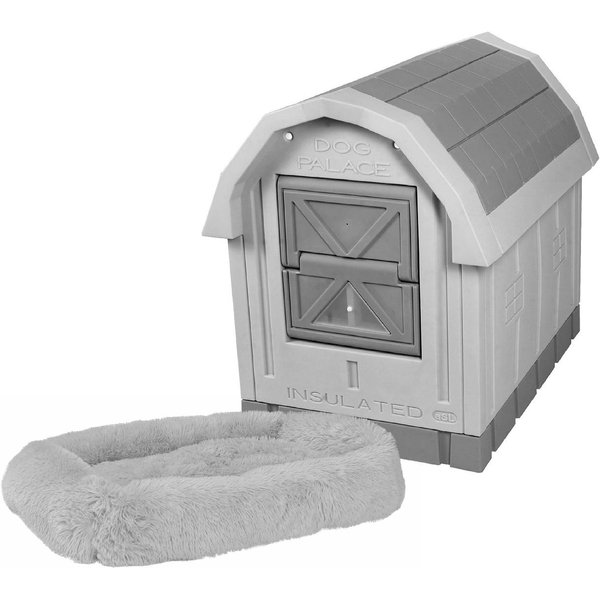 DOG PALACE Insulated Heated Dog House, Brown/Tan - Chewy.com